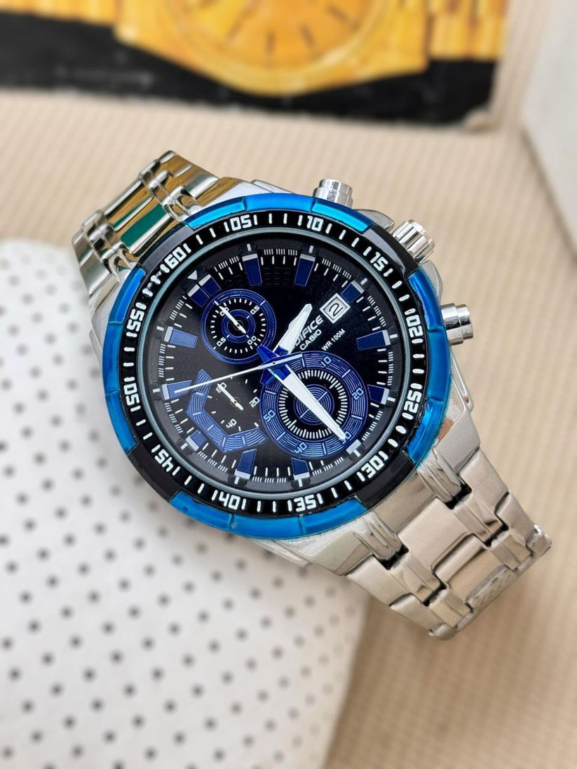 Casio Edifice EFR-539 | Silver Blue Sport Edition – The Watch Mania